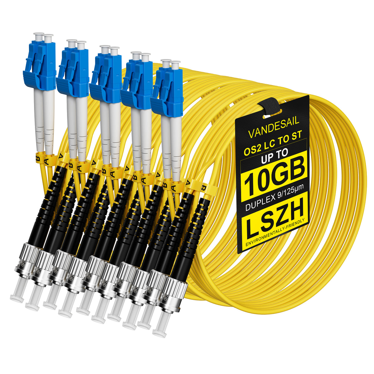 VANDESAIL OS2 LC to ST Single Mode Fiber Patch Cables, Options 5m, Opt – vandesail